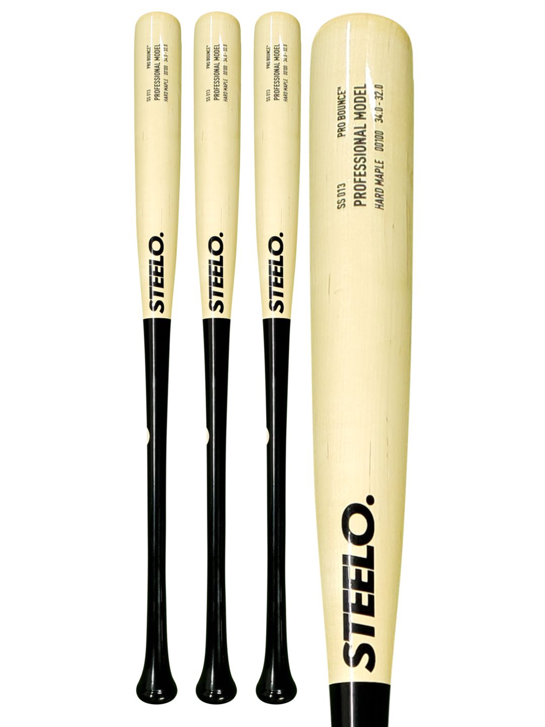 Pro Bounce™ 013 Maple Baseball Bat-Matte BLK/Matte WH | STEELO ...